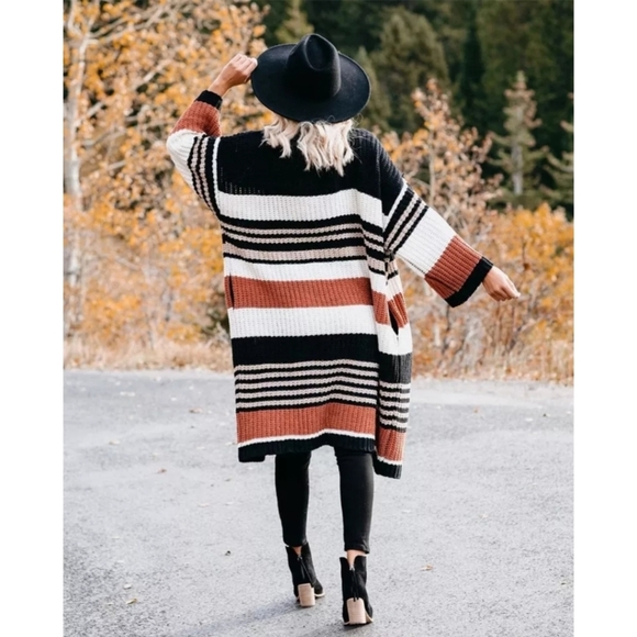 Sweaters | New Soft Cozy Striped Knit Cardigan Sweater Jacket Coat ...